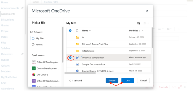 Using Canvas’s Rich Content Editor (RCE) to Embed Files from Microsoft OneDrive – DU Ed-Tech ...